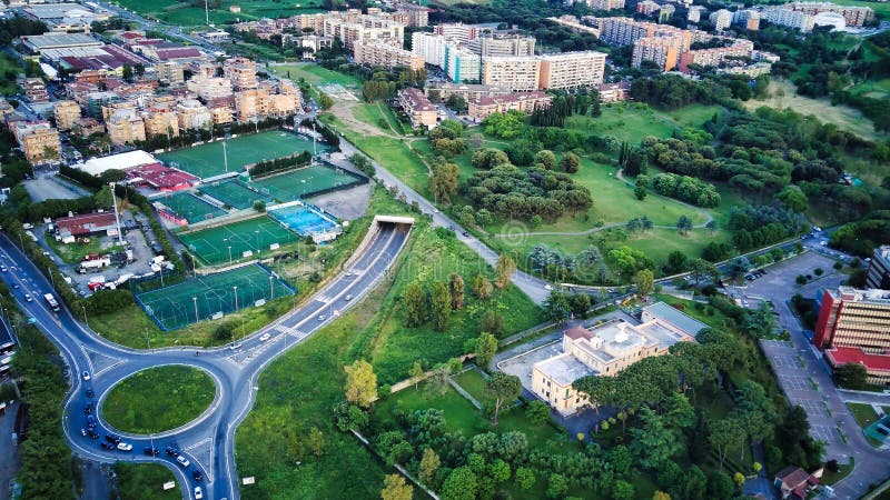 Top View of a City with Dense Infrastructure in Rome, Italy Stock Image ...