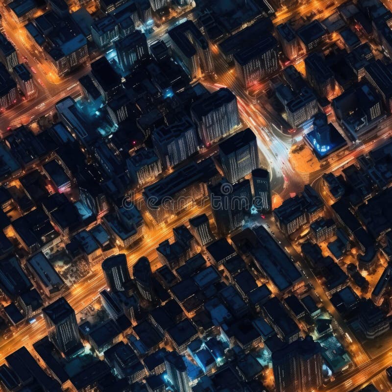 Top View of the City at Night with Illuminated Streets Stock ...