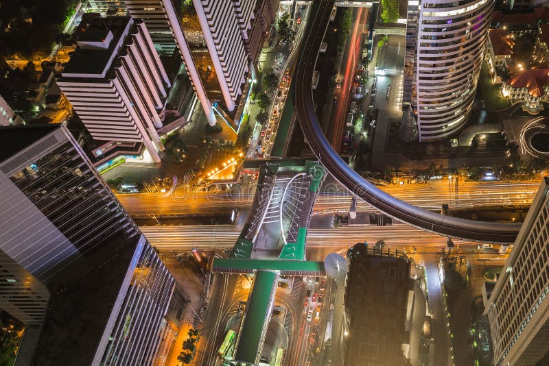 Top View, City Road Intersection and Downtown Background Stock Image ...
