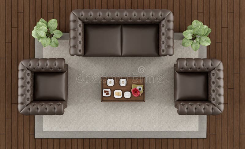 Top View of a Classic Living Room Stock Illustration - Illustration of ...