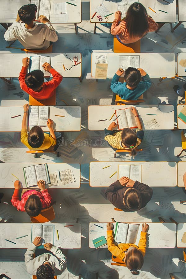 Top View of Classroom with Desks. Stock Illustration - Illustration of ...