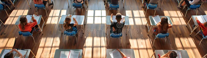 Top View of Classroom with Desks. Stock Illustration - Illustration of ...