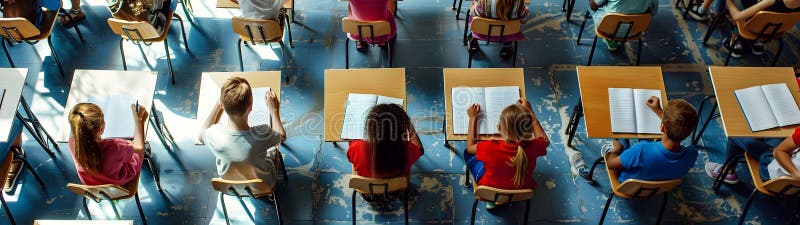 Top View of Classroom with Desks. Stock Illustration - Illustration of ...