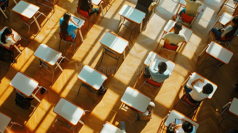 Top View of Classroom with Desks. Stock Illustration - Illustration of ...