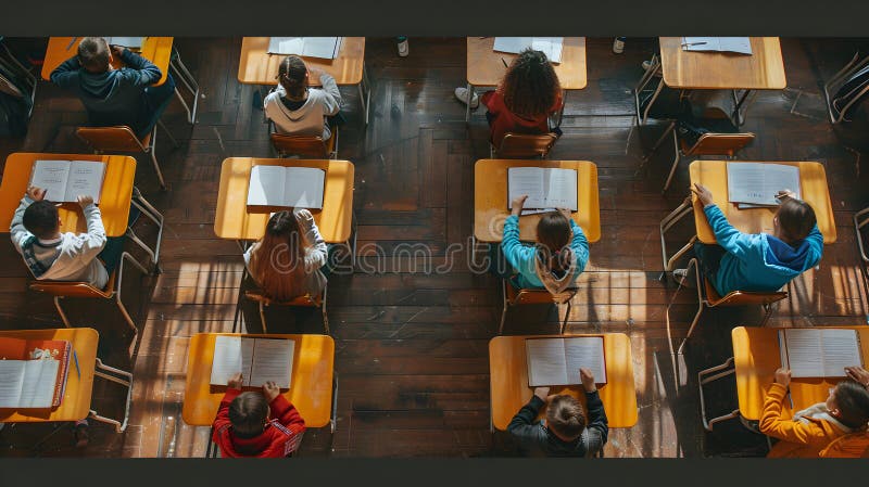 Top View of Classroom with Desks. Stock Illustration - Illustration of ...