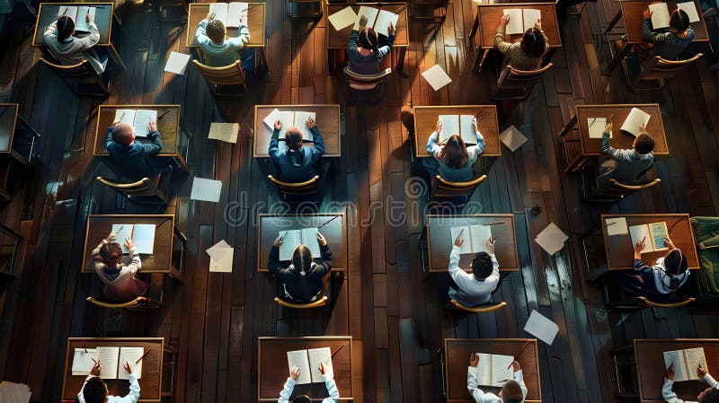 Top View of Classroom with Desks. Stock Illustration - Illustration of ...