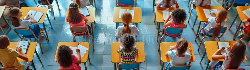 Top View of Classroom with Children Sitting. Stock Illustration ...