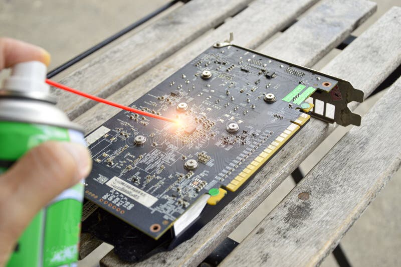 Top View while Cleaning the Motherboard, Graphics Card Stock Photo ...