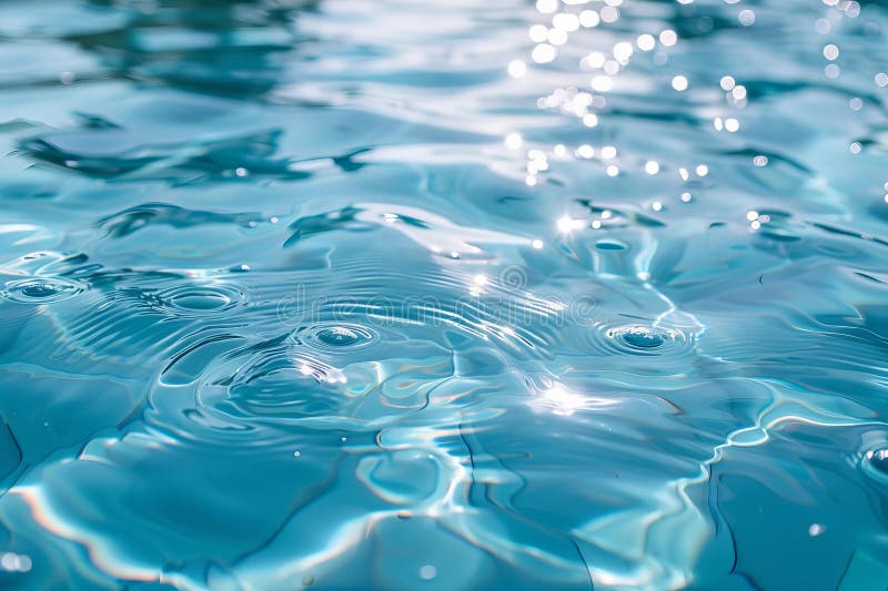 A Top View of Clear Blue Water with Ripples and Circles on the Surface ...