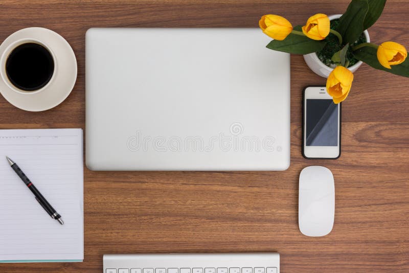 Top View Close Laptop or Notebook Workspace Office Stock Image - Image ...