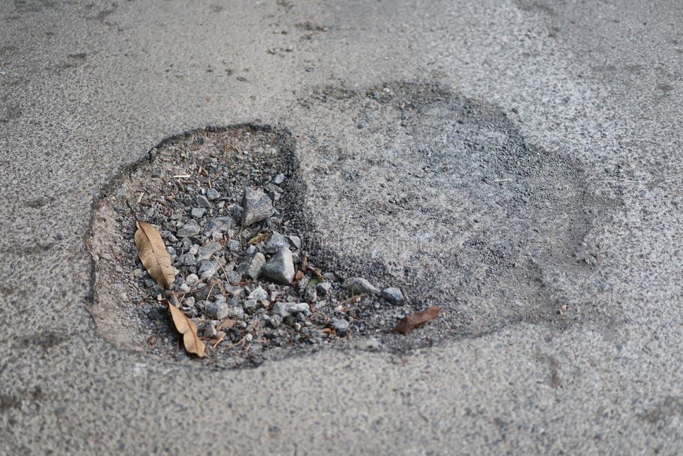 Top View, Close-up, Damaged Cement Road, Bumpy Ground. Stock Image ...