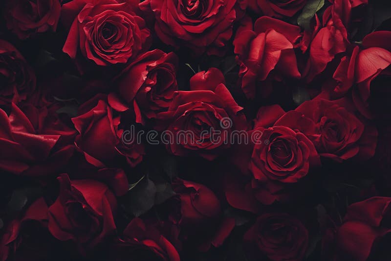 Top View Close-up Many Red Roses Flowers Texture Background Stock ...