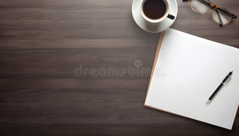 Top View Close Up of Office Desk. Generative AI Stock Illustration ...