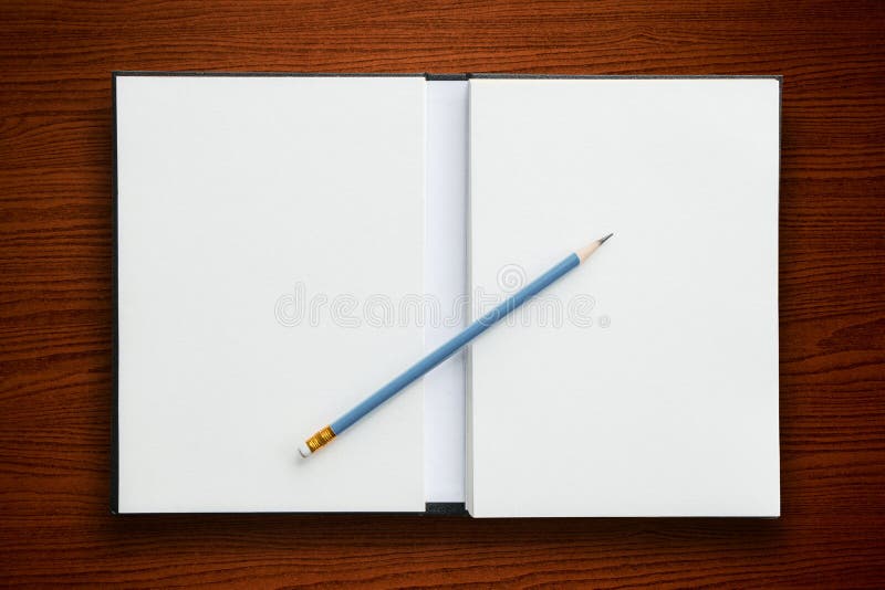 Open notebook with pencil stock image. Image of paper - 100052233