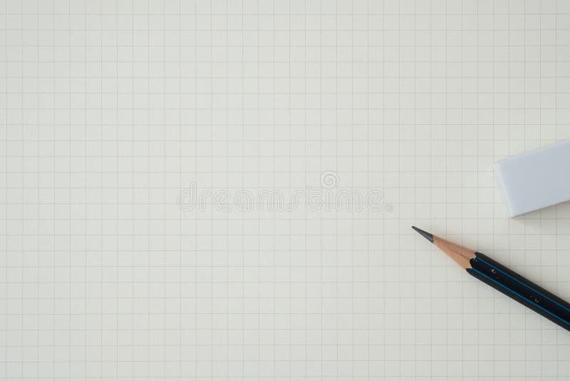 Top View, Close-up of Pencil and Eraser on Graph Paper Background, Copy ...