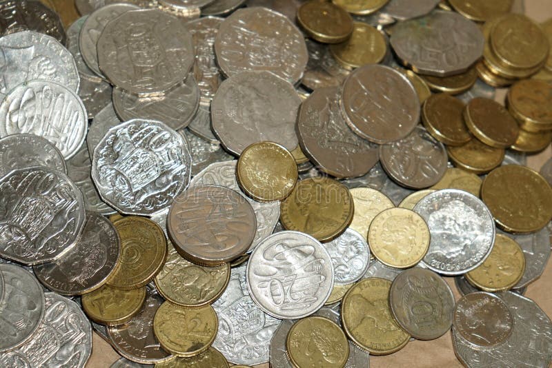 Top View Closeup of the Australian Coins Stock Photo - Image of ...