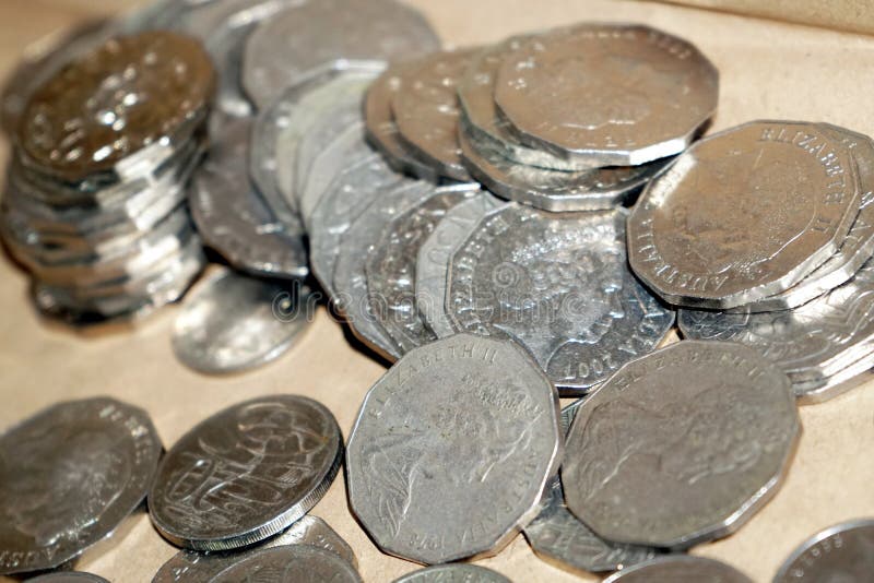 Top View Closeup of the Australian Coins Stock Image - Image of coin ...