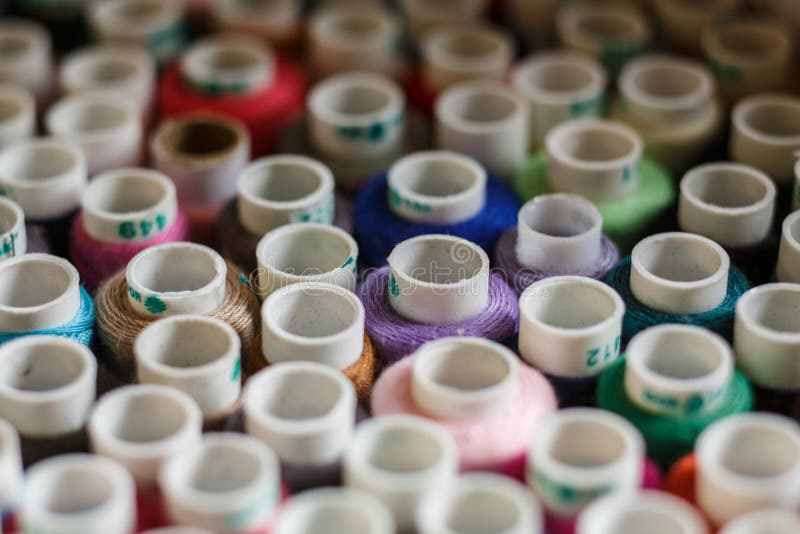 Top View on Closeup Set of Skeins of Multi-colored Sewing Thread.Tailor ...