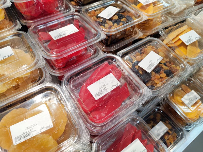 Top View Closeup Shot of Dried Fruit and Nuts, Packaged in Plastic ...