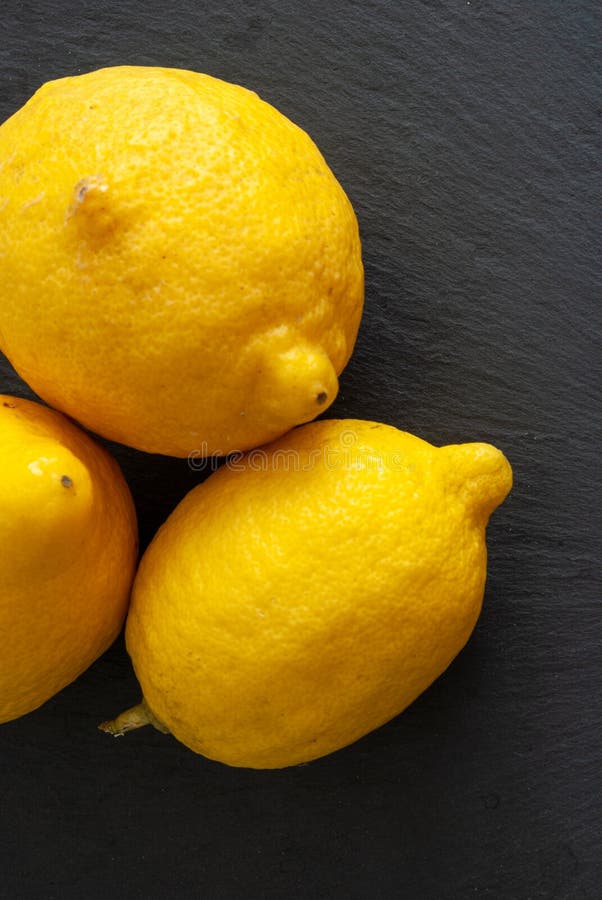 Top View in Closeup of Three Lemons Stock Photo - Image of diet ...