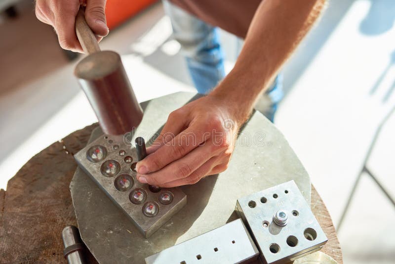 Man Working with Metal in Small Studio Stock Image - Image of ...