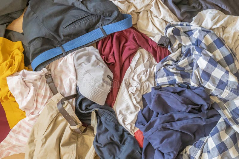Top View of Clothes Mess Flat Lay F Stock Image - Image of background ...