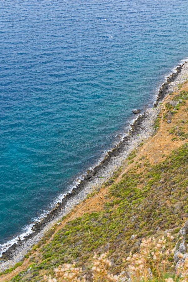 Top view of a coastline stock image. Image of mediterranean - 103430103