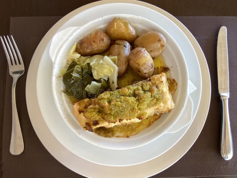 Top View of Cod with Bread Also Known As Bacalhau Com Broa.a ...