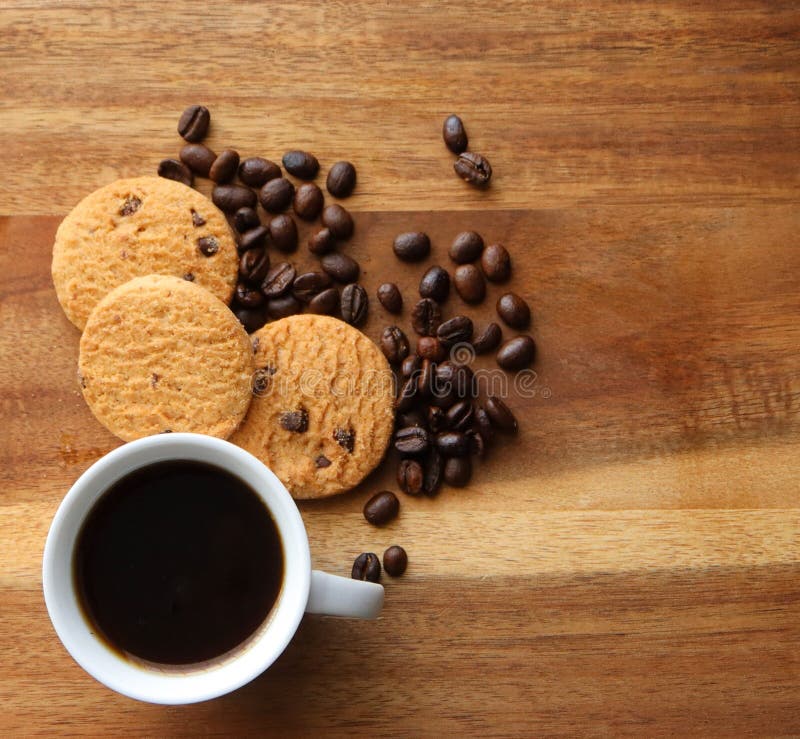 Top View of Coffee and Biscuits Stock Image - Image of coffeebreak ...