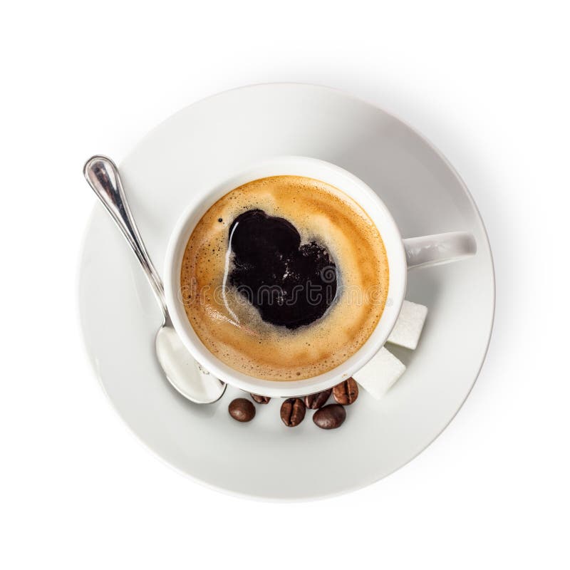 Top View Of Hot Coffee Cup In Red Ceramic Mug With Red Ceramic Plate ...