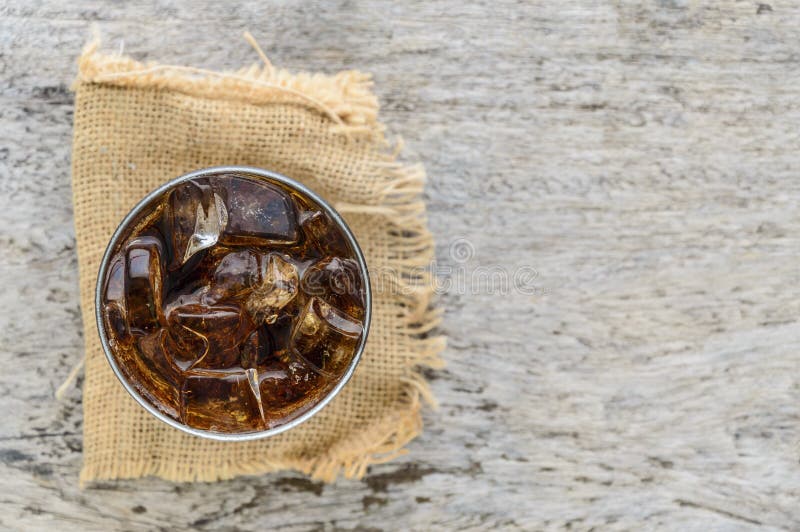 Top View of Cola in Glass with Ice Stock Photo - Image of carbonated ...
