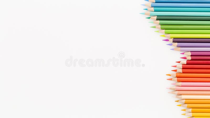 Top View Collection Colourful Pencils with Copy Space. High Quality ...