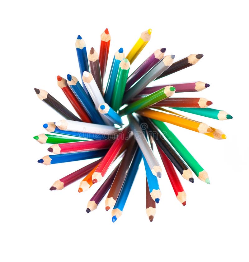Top View of Color Pencils Pile Isolated Stock Image - Image of black ...