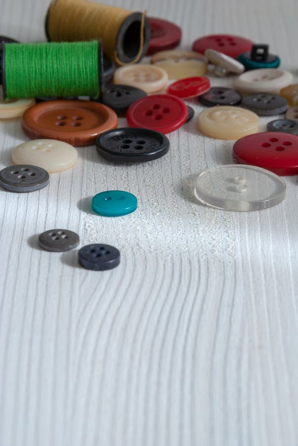 Top View of Colored Buttons and Spools Stock Photo - Image of buttons ...