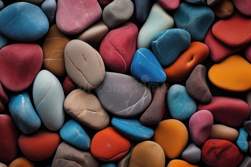 Top View of Colored Pebbles Beach Background. Generative Ai Stock ...