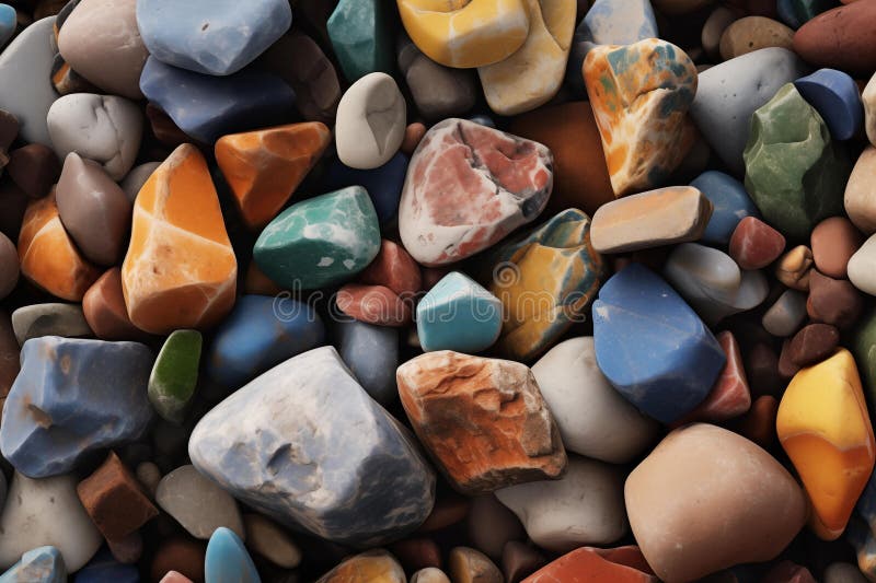 Top View of Colored Pebbles Beach Background. Generative Ai Stock ...