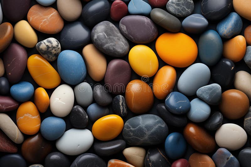 Top View of Colored Pebbles Beach Background. Generative Ai Stock ...