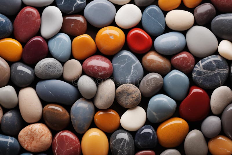 Top View of Colored Pebbles Beach Background. Generative Ai Stock ...
