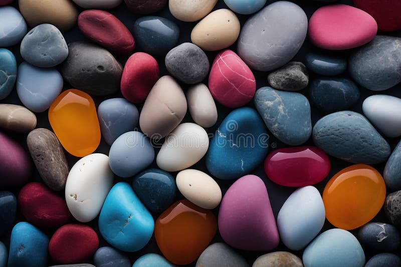Top View of Colored Pebbles Beach Background. Generative Ai Stock ...