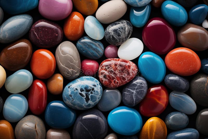 Top View of Colored Pebbles Beach Background. Generative Ai Stock ...