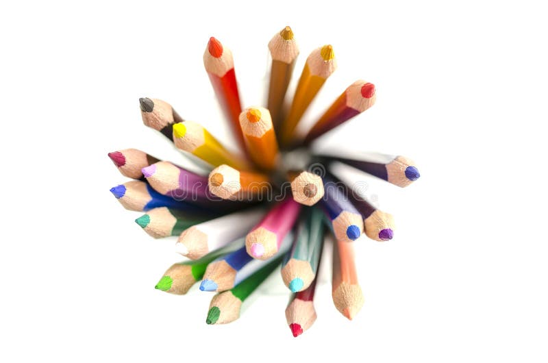 Top View of Colored Pencils Stock Image - Image of children, assorted ...