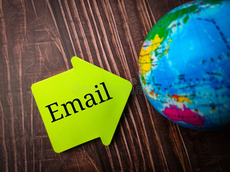 Top View Colored Sticky Note and Earth Globe with Text Email Stock ...