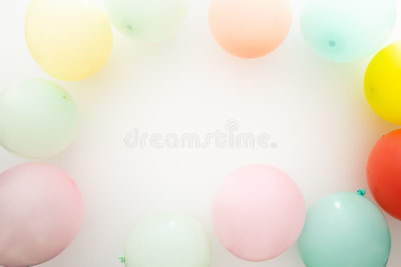 Top View of Colorful Balloons on a White Background Stock Photo - Image ...