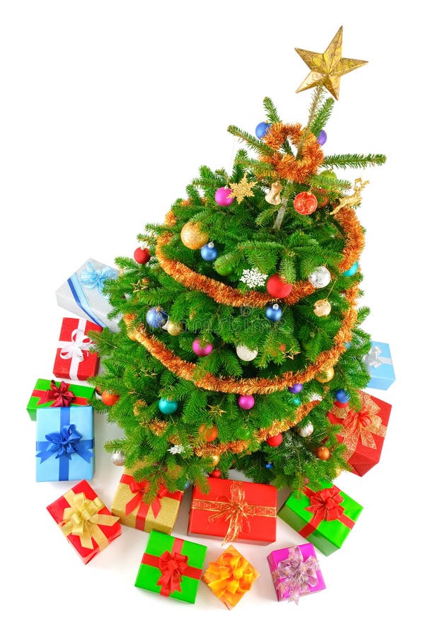 Top View of Colorful Christmas Tree Stock Photo - Image of colorful ...