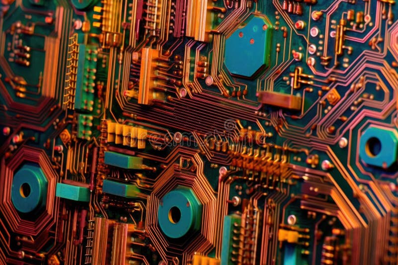 Top View of a Colorful Circuit Board Stock Illustration - Illustration ...