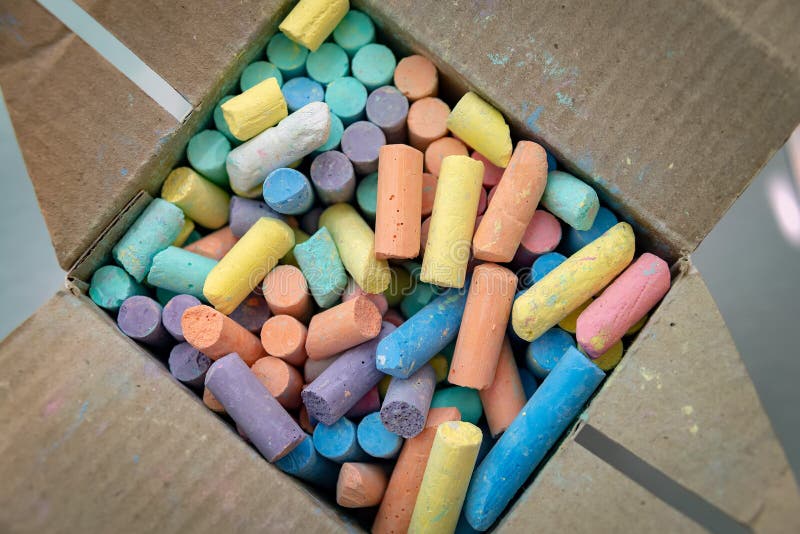 Top View of Colorful Crayons in a Box Stock Photo - Image of close ...
