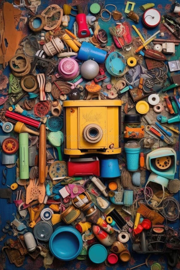 Top View of Colorful Discarded Objects Stock Illustration ...
