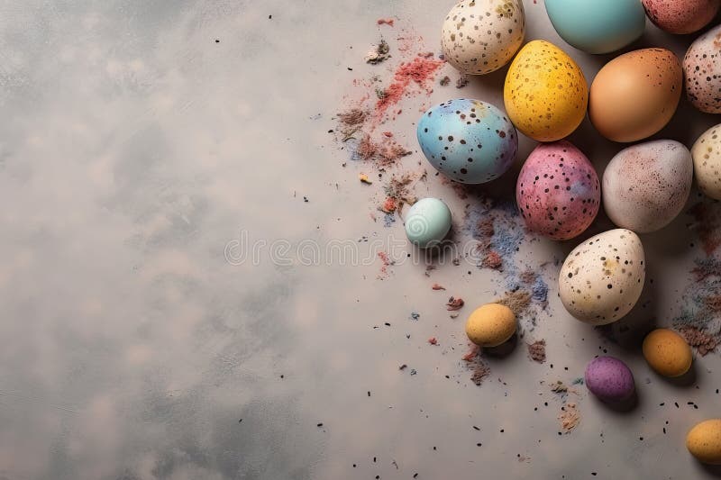 Top View of Colorful Easter Eggs with Copy Space. Easter Background ...