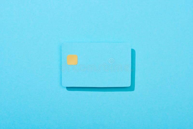 Top View of Colorful Empty Credit Card on Light Blue Background Stock ...