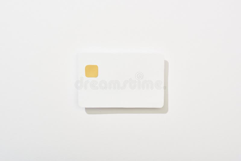 Top View of Colorful Empty Credit Card on White Background Stock Photo ...